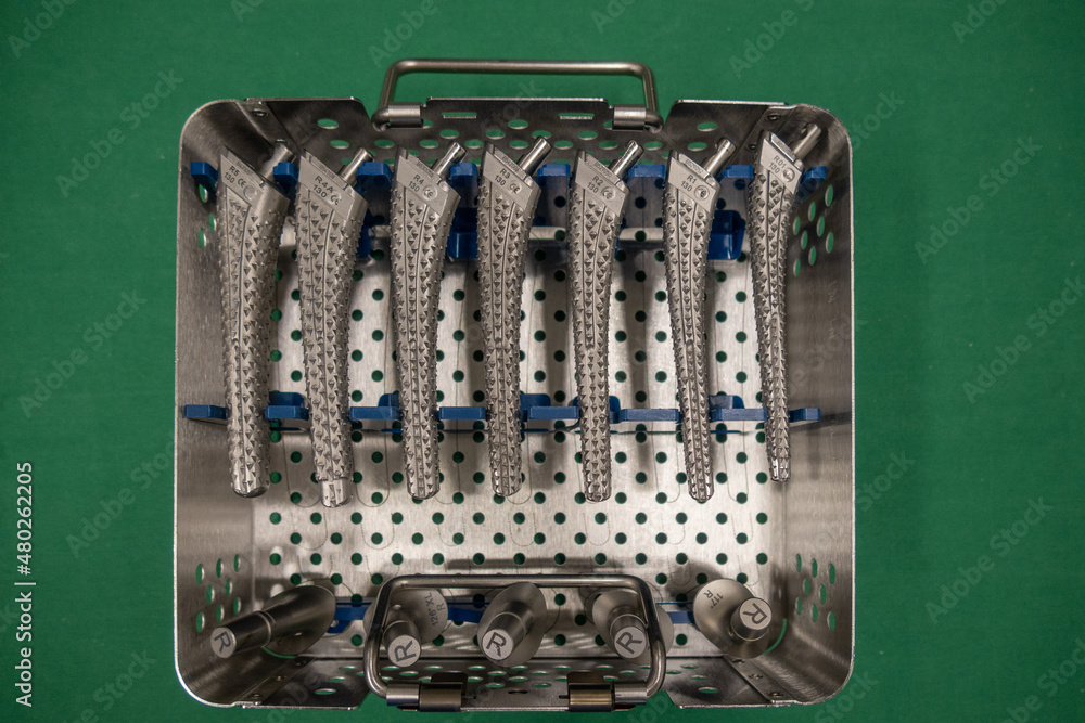 surgical rasps for a transfemoral prosthesis lie in an instrument ...