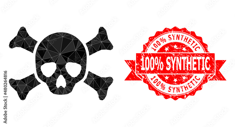 Low-Poly polygonal death skull symbol illustration, and 100% Synthetic ...