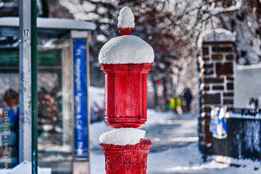 FDNY street fire alarm in snow Stock Photo | Adobe Stock
