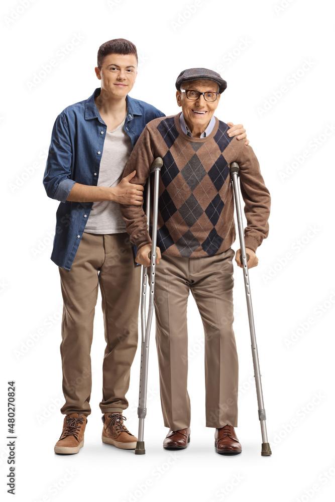 Man Walking With Crutches