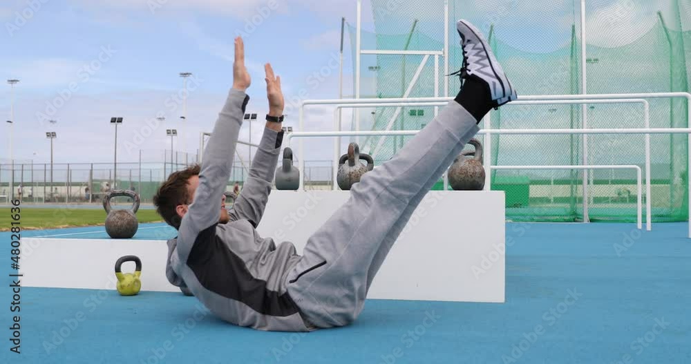 Abs exercise leg lift toe touch sit-up workout man strength training at ...