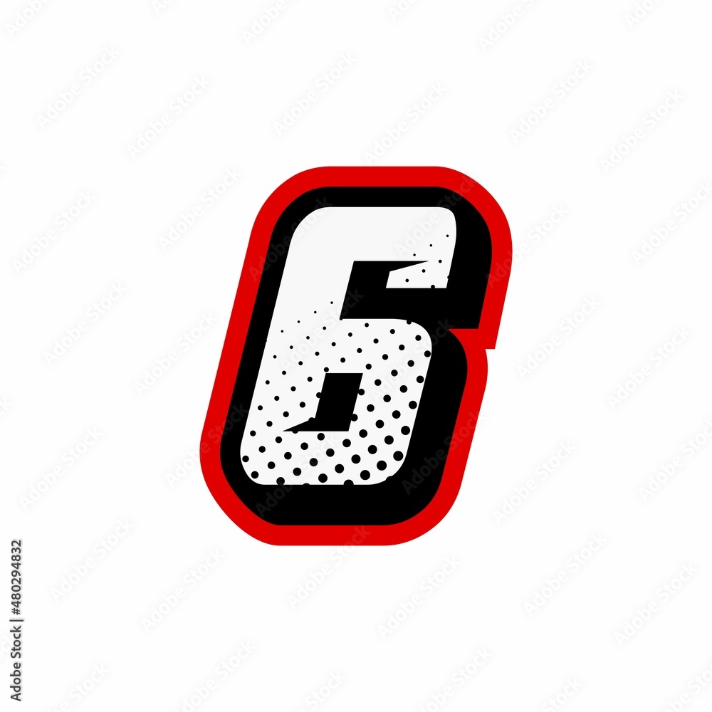 Racing number 6 logo design inspiration Stock Vector | Adobe Stock