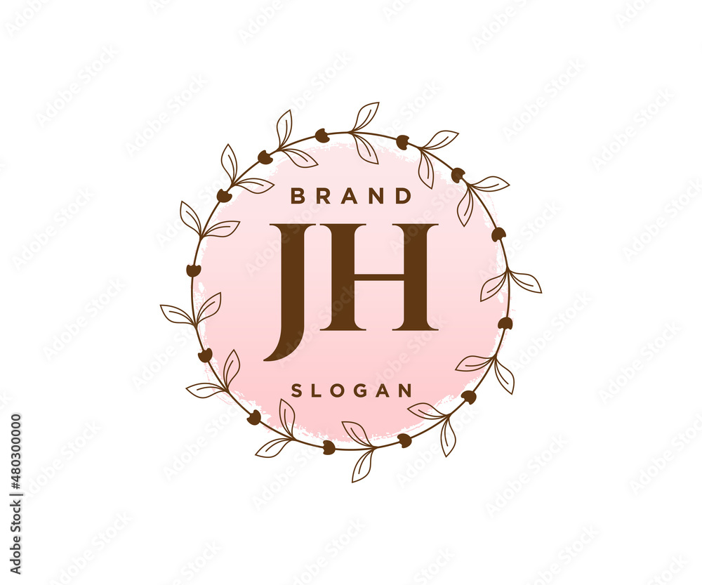 Initial JH feminine logo. Usable for Nature, Salon, Spa, Cosmetic and ...