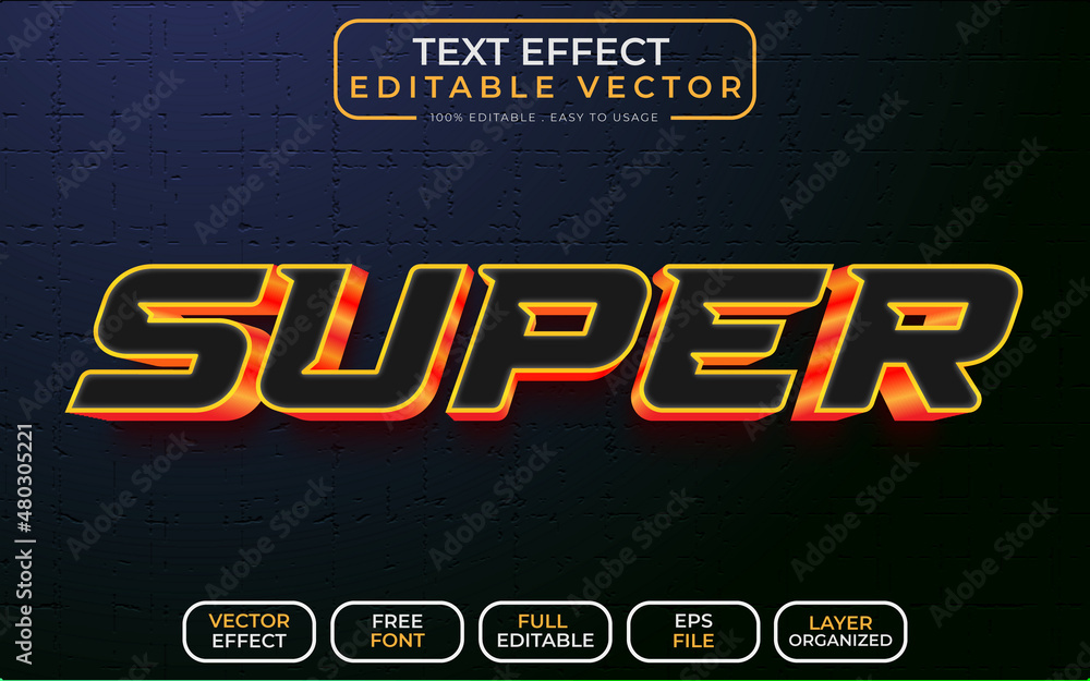 Super 3D Text Effect EPS Vector File Stock Vector | Adobe Stock