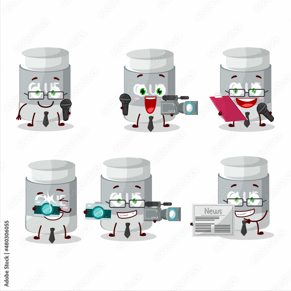 Character reporter glue stick cute mascot with microphone Stock Vector ...