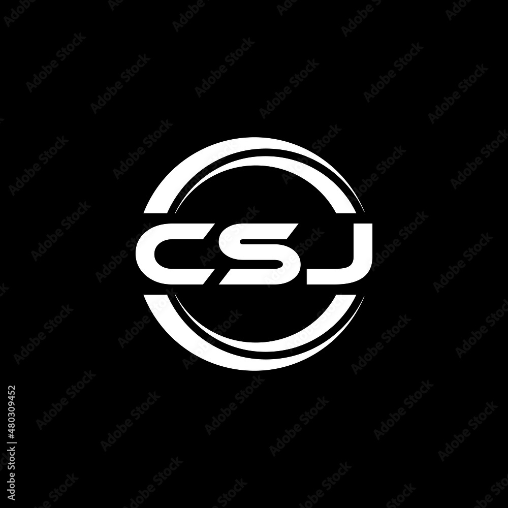 CSJ letter logo design with black background in illustrator, vector ...