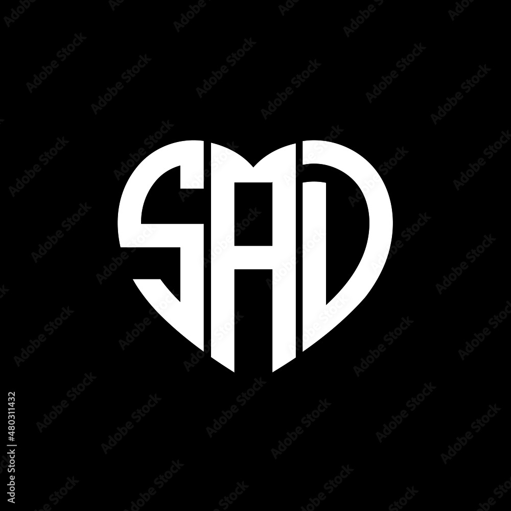 SAD letter logo design on black background.SAD creative initials letter ...