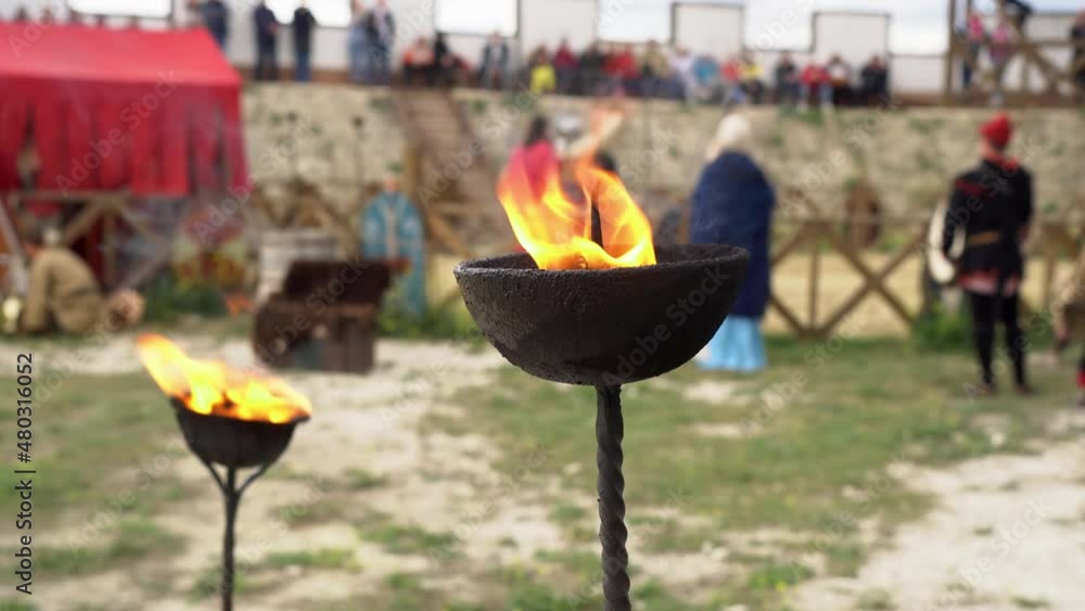 Gladiator Show in Ancient Rome. Burning torch. A Roman gladiator was an ...