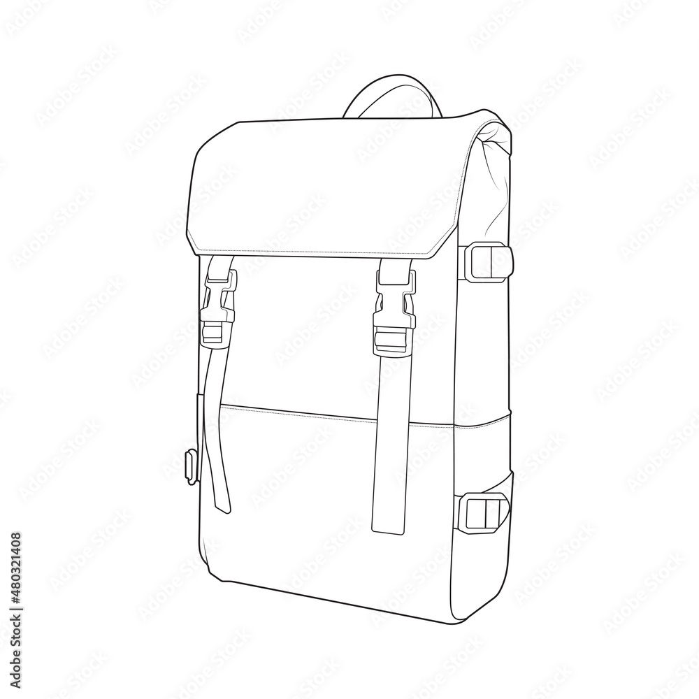 Bagpack outline drawing vector, Bagpack in a sketch style, trainers ...