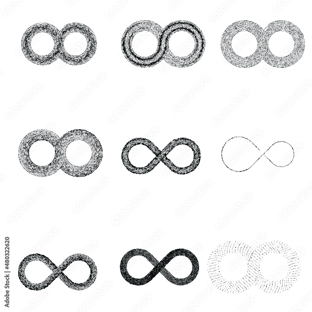 Infinity Symbol .Vector Curved Lines . Design Element . Black Painted ...