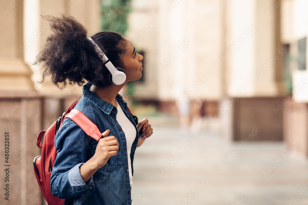 African American Female Student Posing Near University Building ...