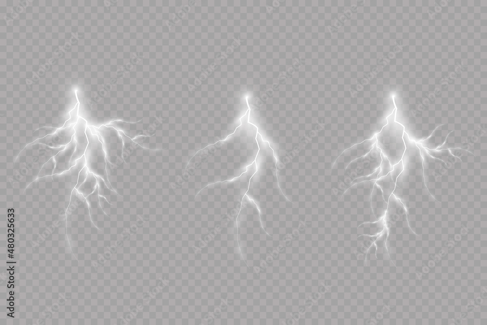 Lightning effect, thunderstorm, light effect. Electricity. Stock Vector ...