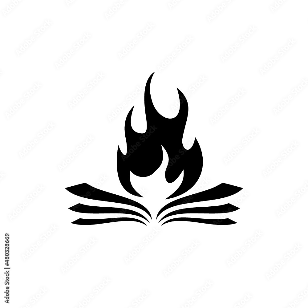 Book and fire logo design template isolated on white background Stock ...