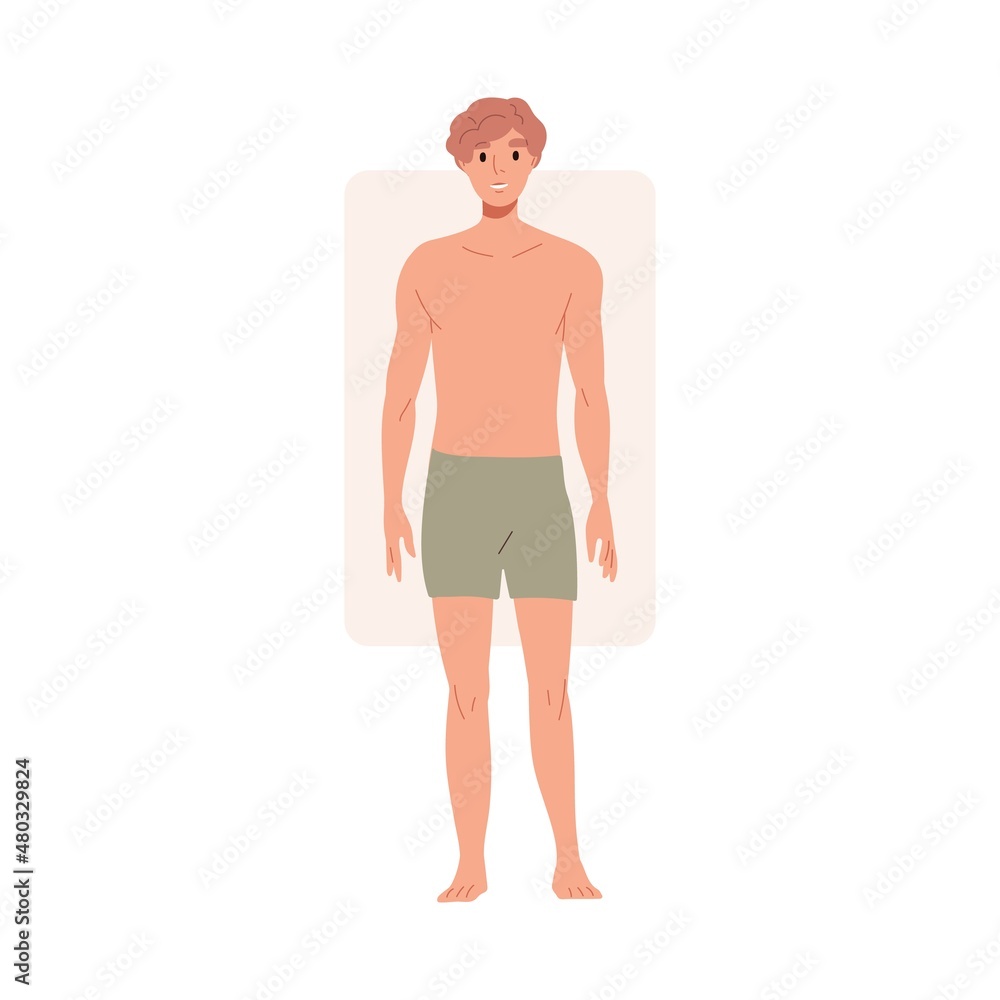 Man with rectangle body shape. Male portrait with rectangular figure ...