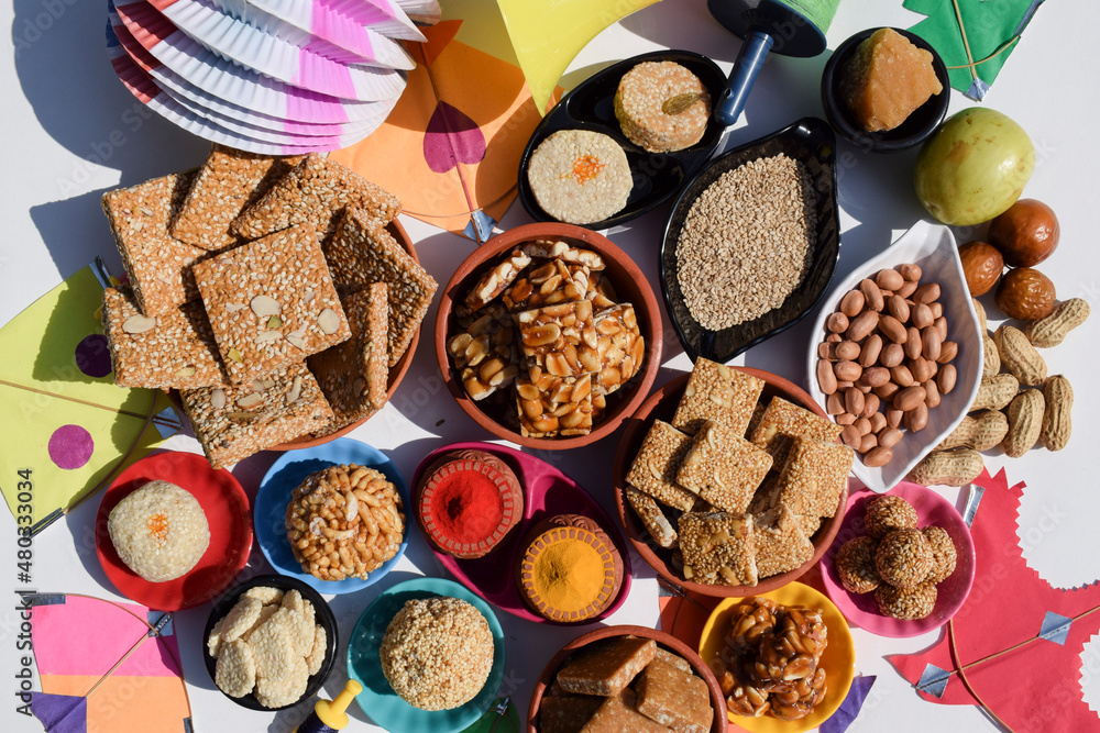 Makar sankranti wallpaper with Sankranti festival special dishes served ...