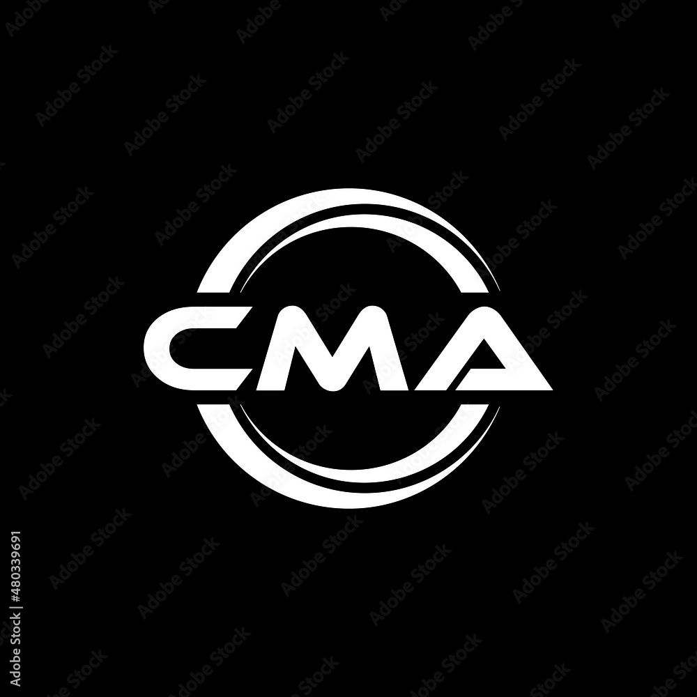 CMA letter logo design with black background in illustrator, vector ...