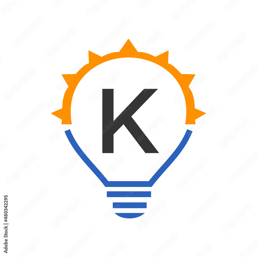 Letter K Electric Logo, Letter K With Light Bulb Vector Template. Eco ...