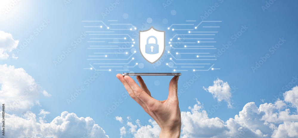 Protection network security computer and safe your data concept ...