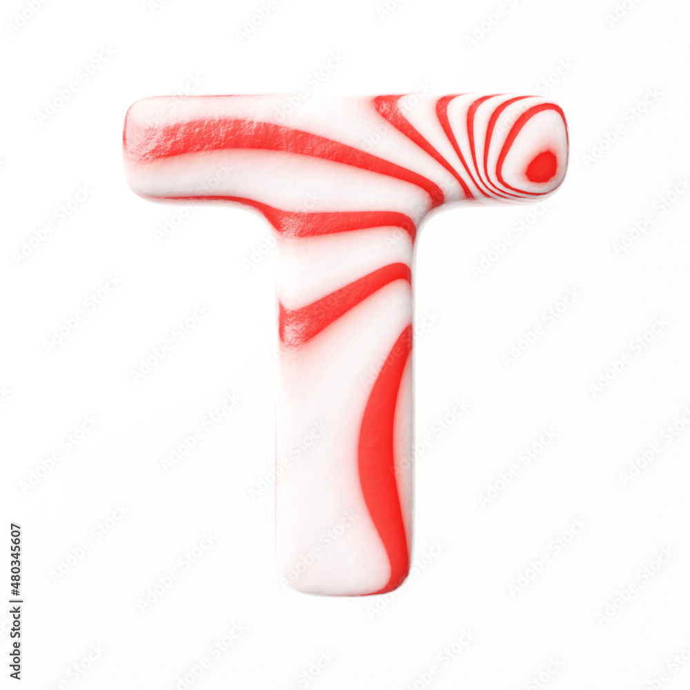 Candy letter T on clean white background isolated sweet candy lollipop ...
