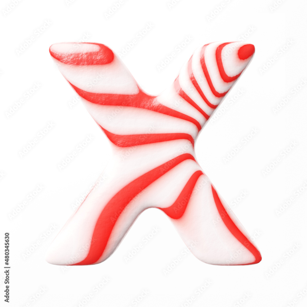 Candy letter X on clean white background isolated sweet candy lollipop ...