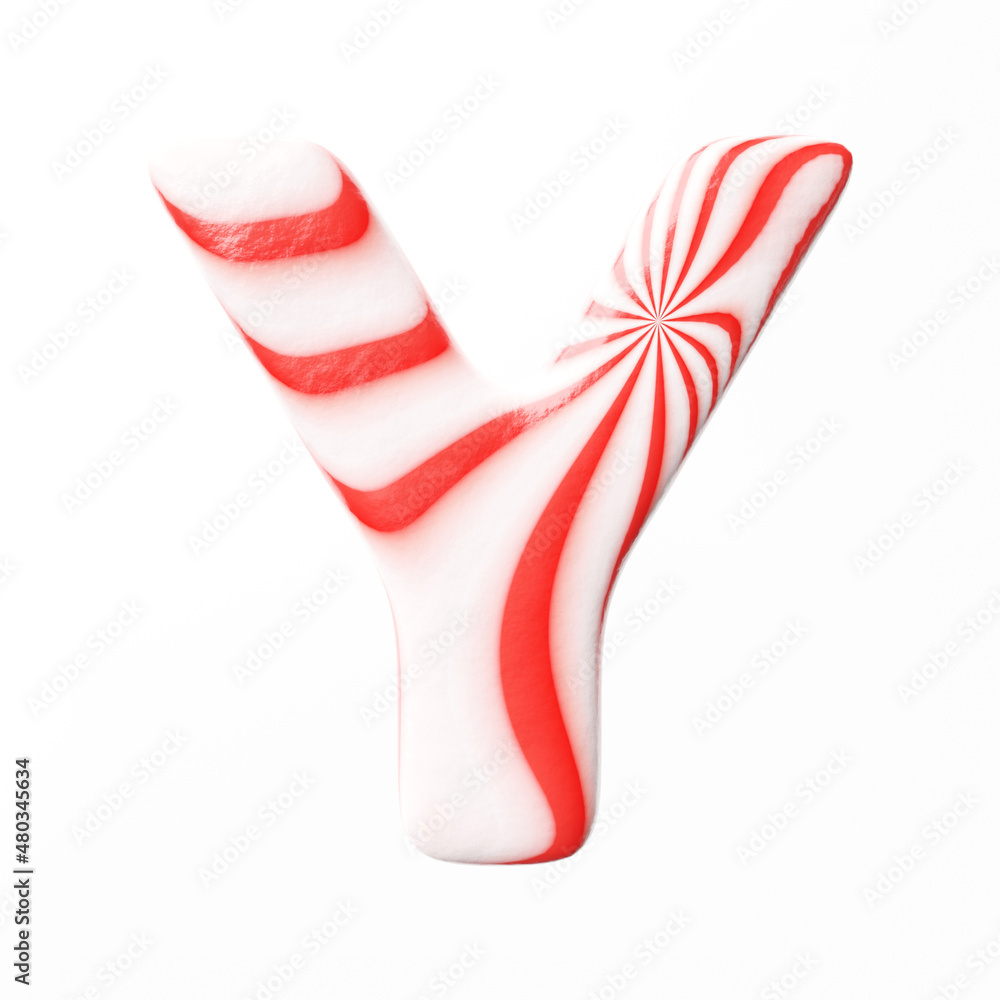 Candy letter Y on clean white background isolated sweet candy lollipop ...
