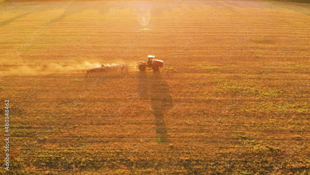 Vidéo Stock Agricultural Industry. Aerial view tractor with plough ...