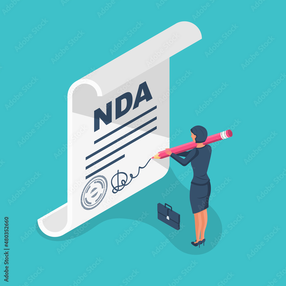Vetor de Non disclosure Agreement document with signature and stamp ...