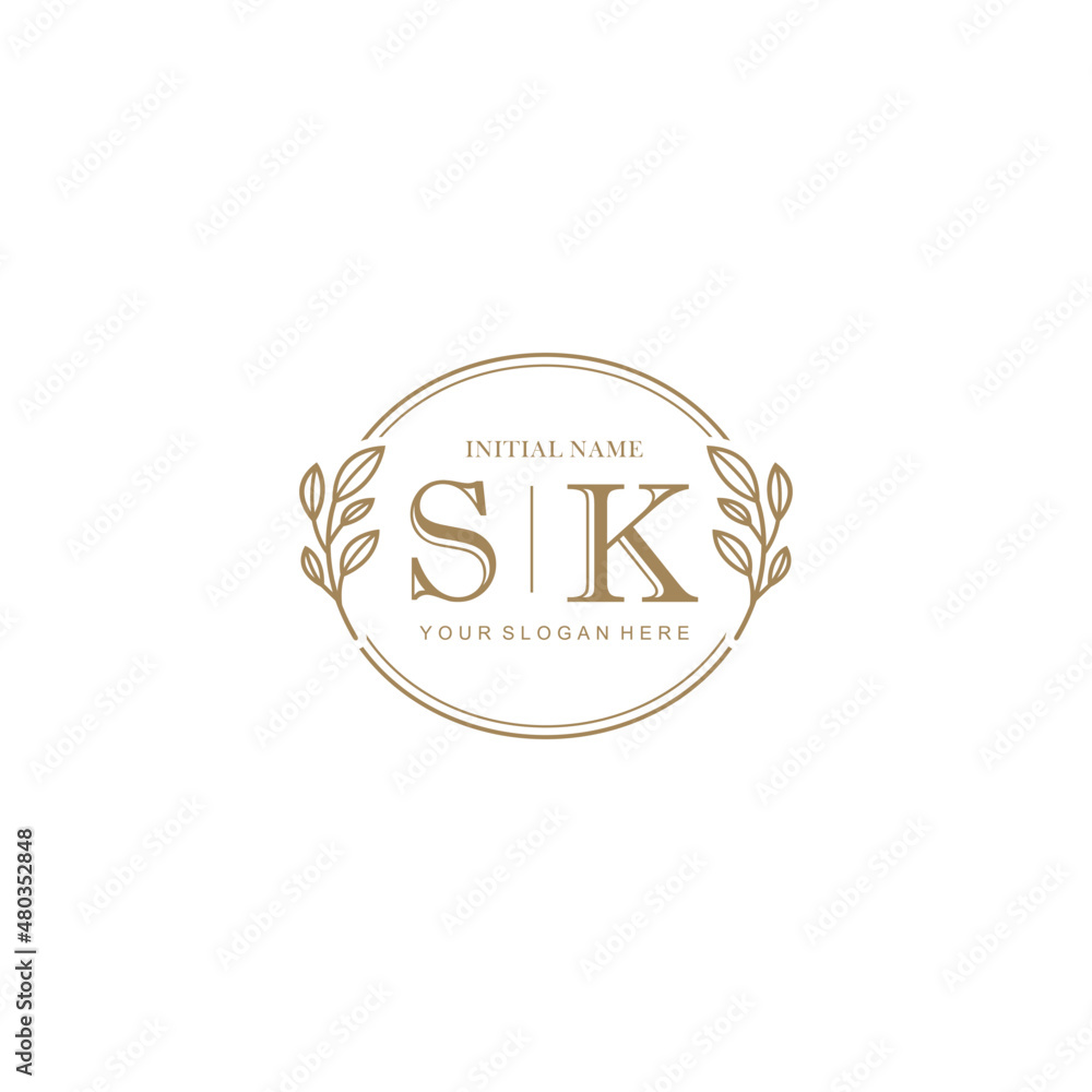 Initial letter SK beauty handwriting logo vector Stock Vector | Adobe Stock