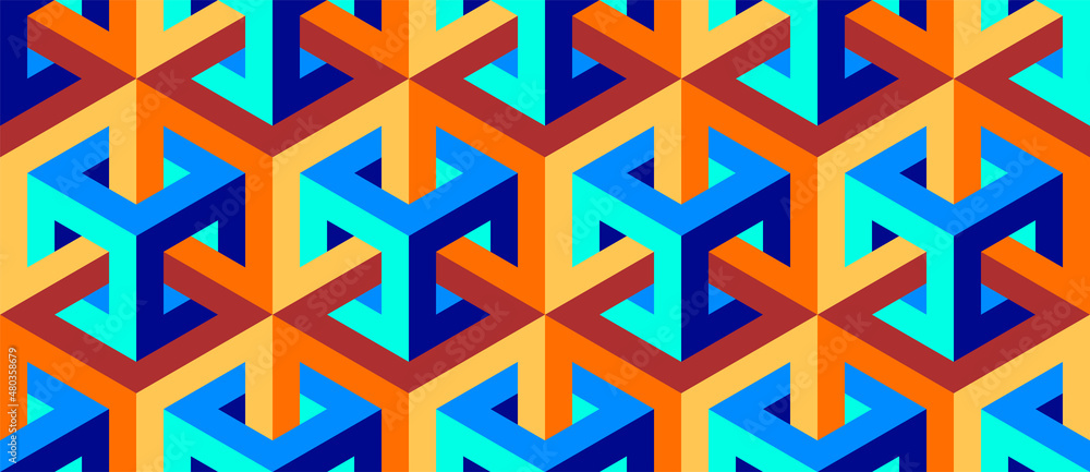 Seamless vector 3D pattern with optical illusions. Cubes. Op Art ...