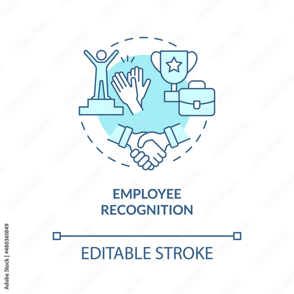 Employee recognition turquoise concept icon. Workers contributions. HR ...