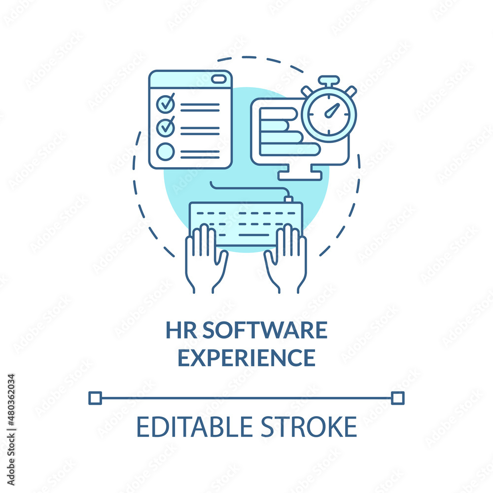 HR software experience turquoise concept icon. Skills for human ...