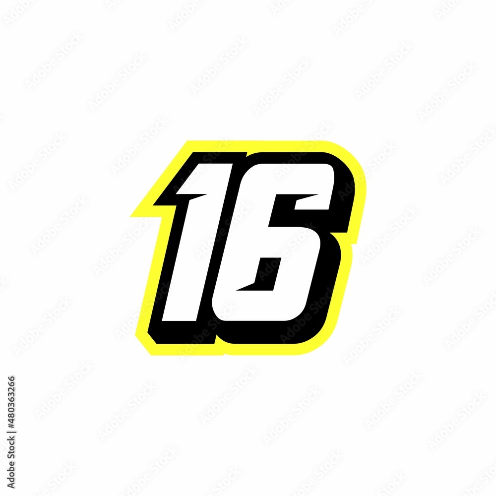 Racing number 16 logo design inspiration Stock Vector | Adobe Stock