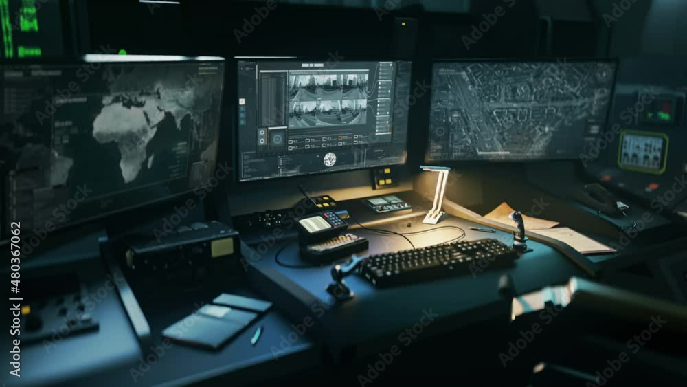 City Protection Measures At A Modern Police Security Station. Citizen ...