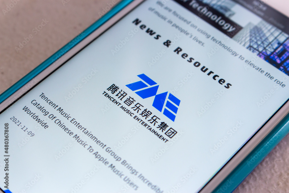 Kumamoto, JAPAN - Nov 15 2021 : The logo of Tencent Music Entertainment ...