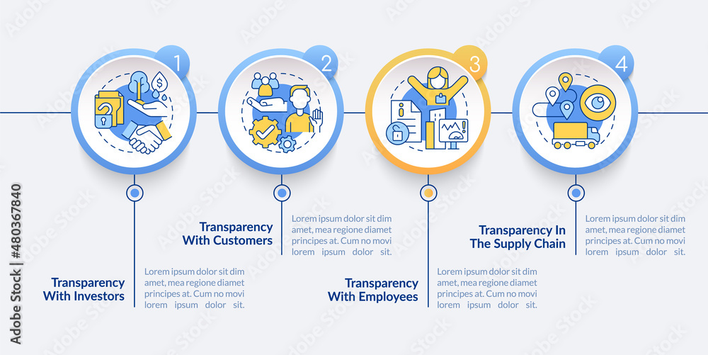 Examples of transparency circle infographic template. Business type ...
