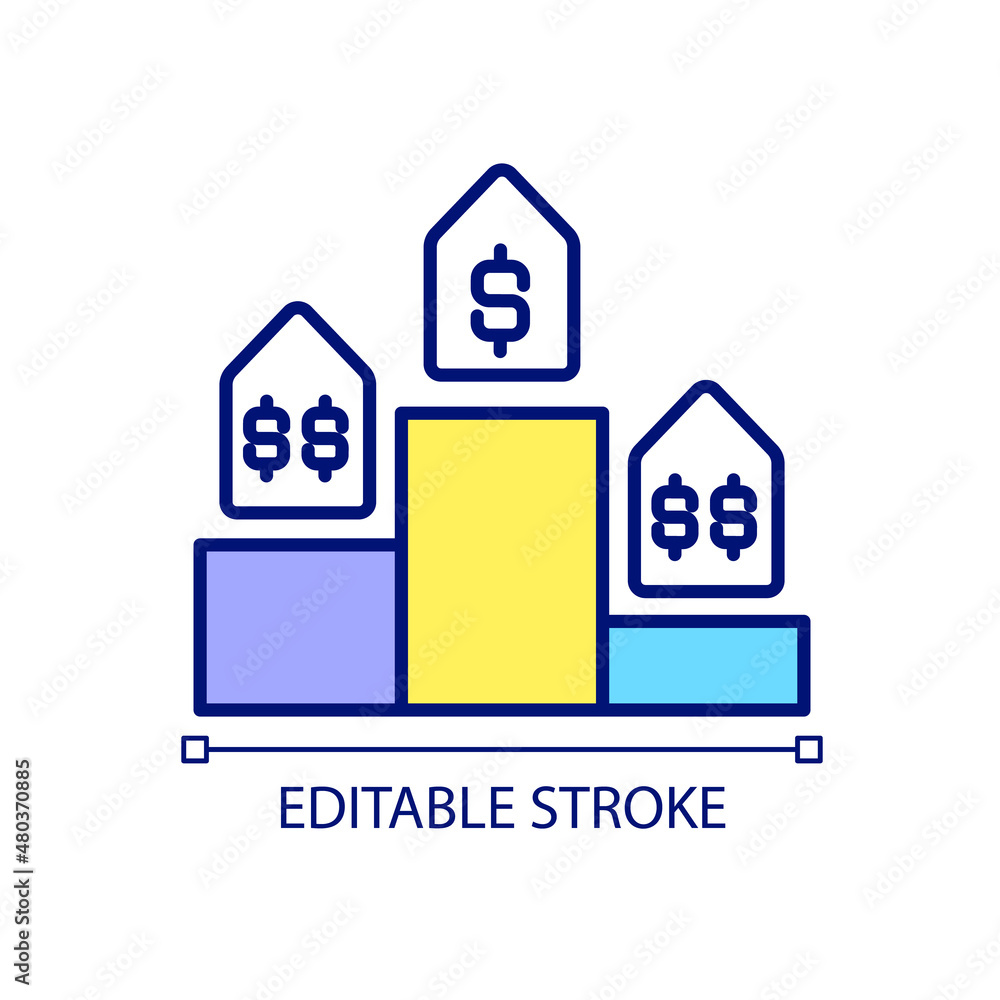 Competitive pricing RGB color icon. Setting and monitoring prices ...