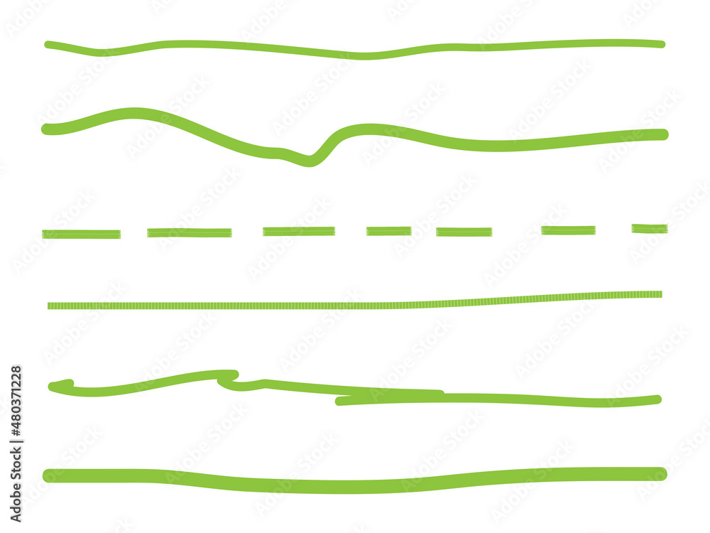 Green lines hand drawn vector set isolated on white background ...