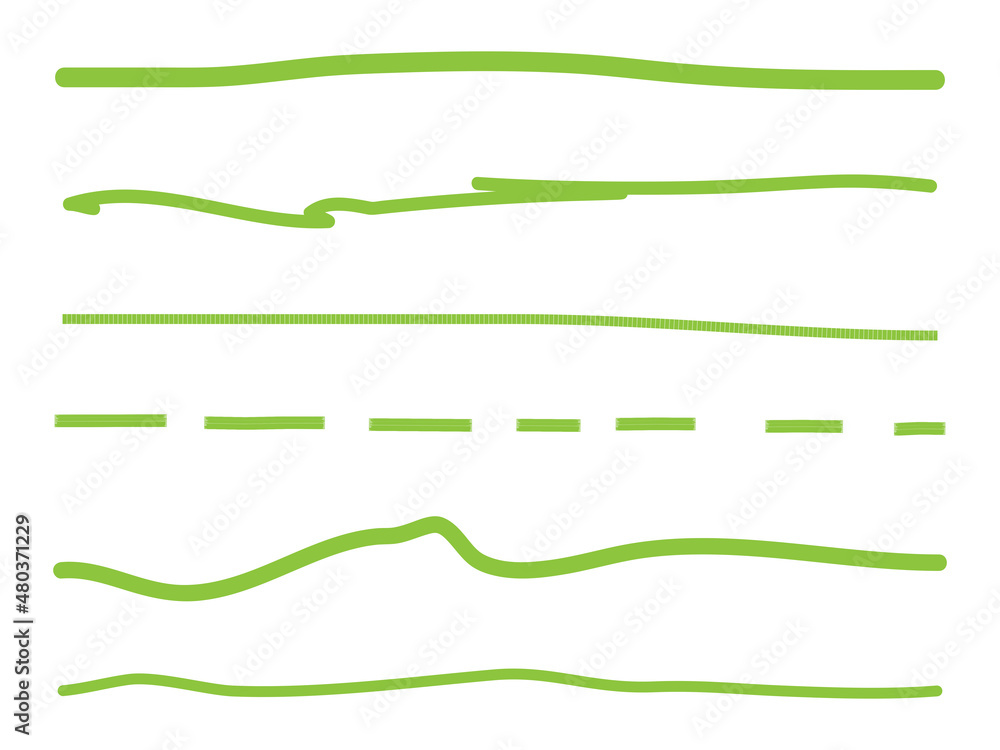Green lines hand drawn vector set isolated on white background ...