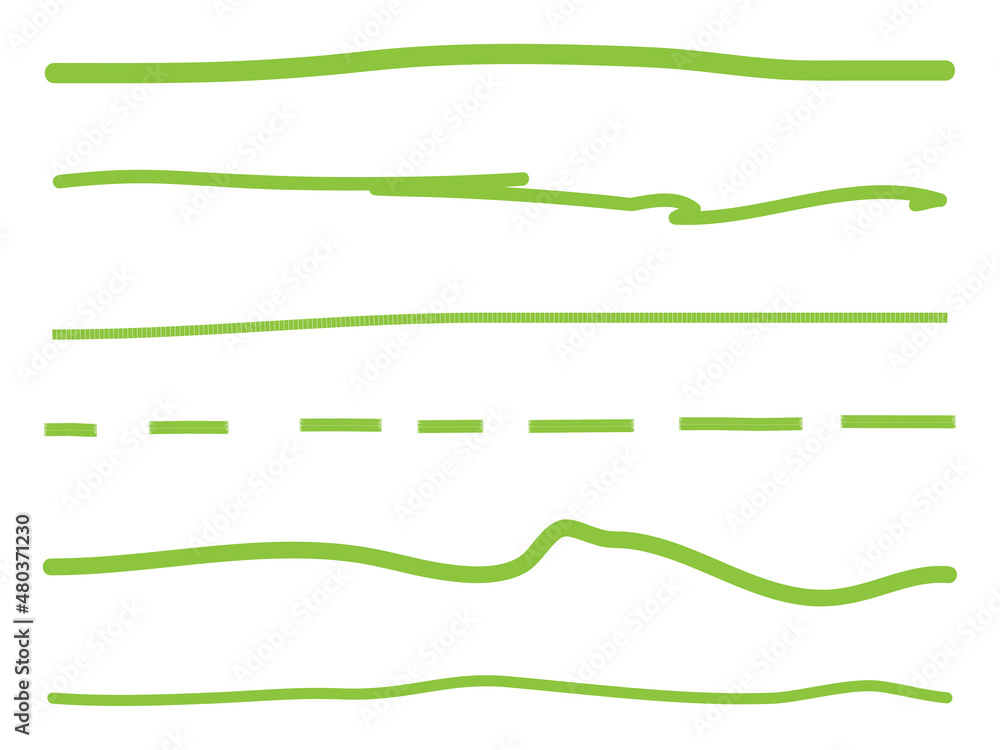 Green lines hand drawn vector set isolated on white background ...