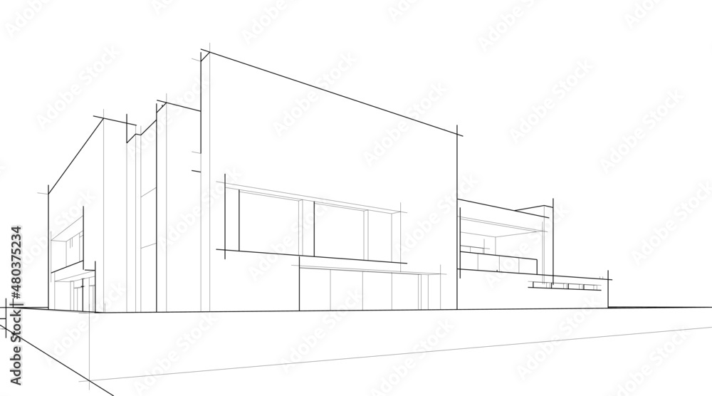 architectural sketch of a house Stock Vector | Adobe Stock