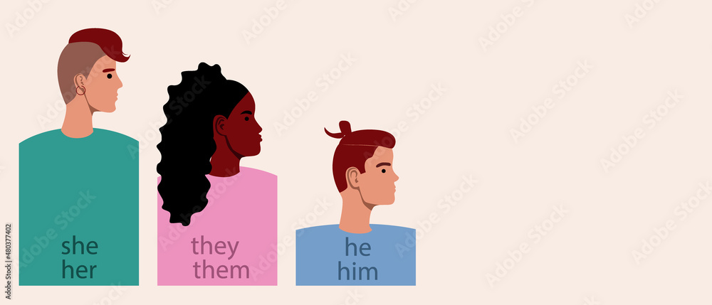 Non-binary gender people, copy space template, Flat vector stock ...