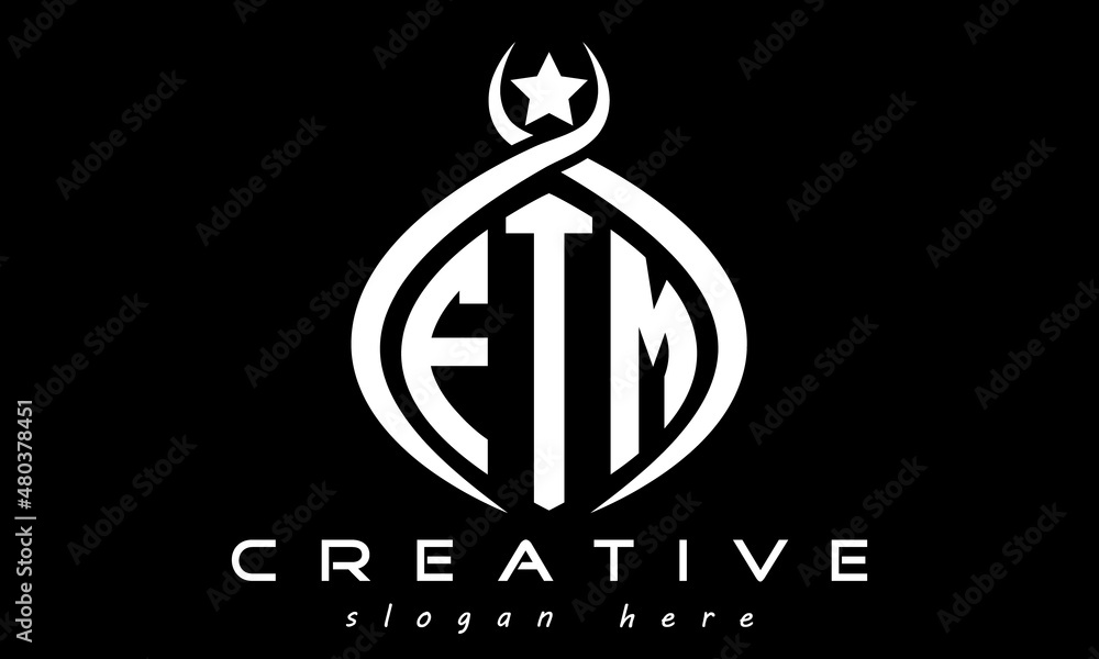 FTM three letters monogram curved oval initial logo design, geometric ...
