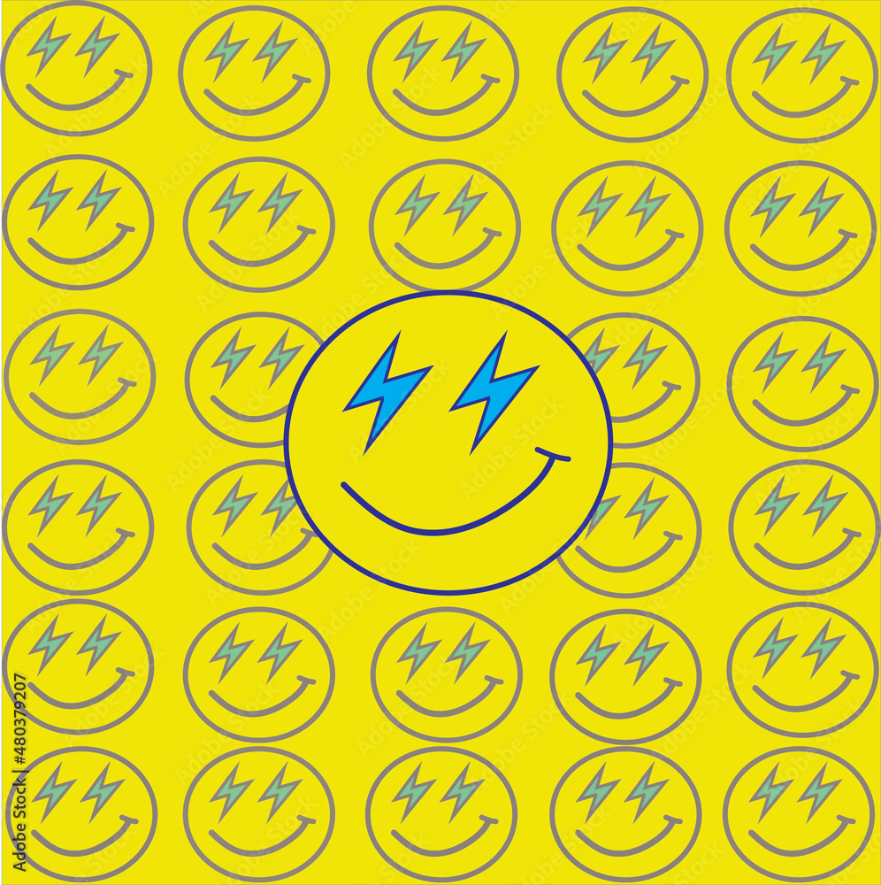 Thunder emoji background Vector illustration of a yellow lightning bolt ...