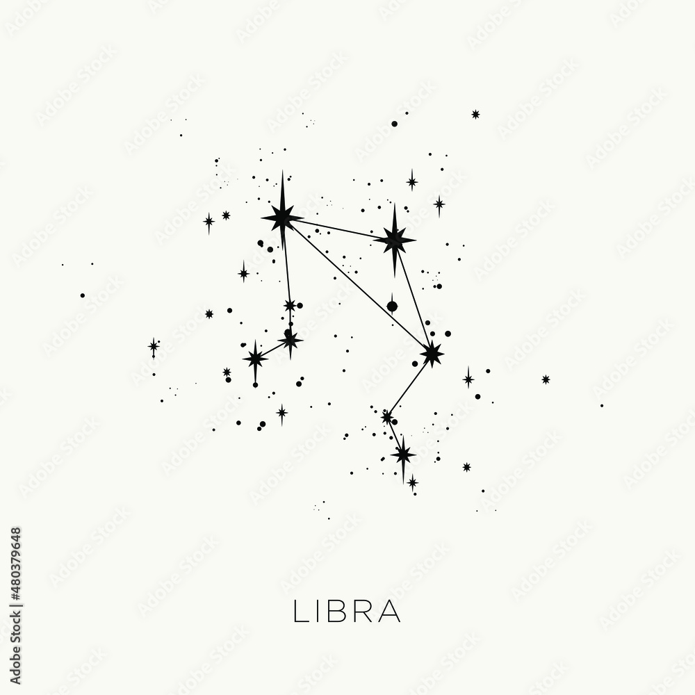 Star constellation zodiac libra vector black and white Stock Vector ...