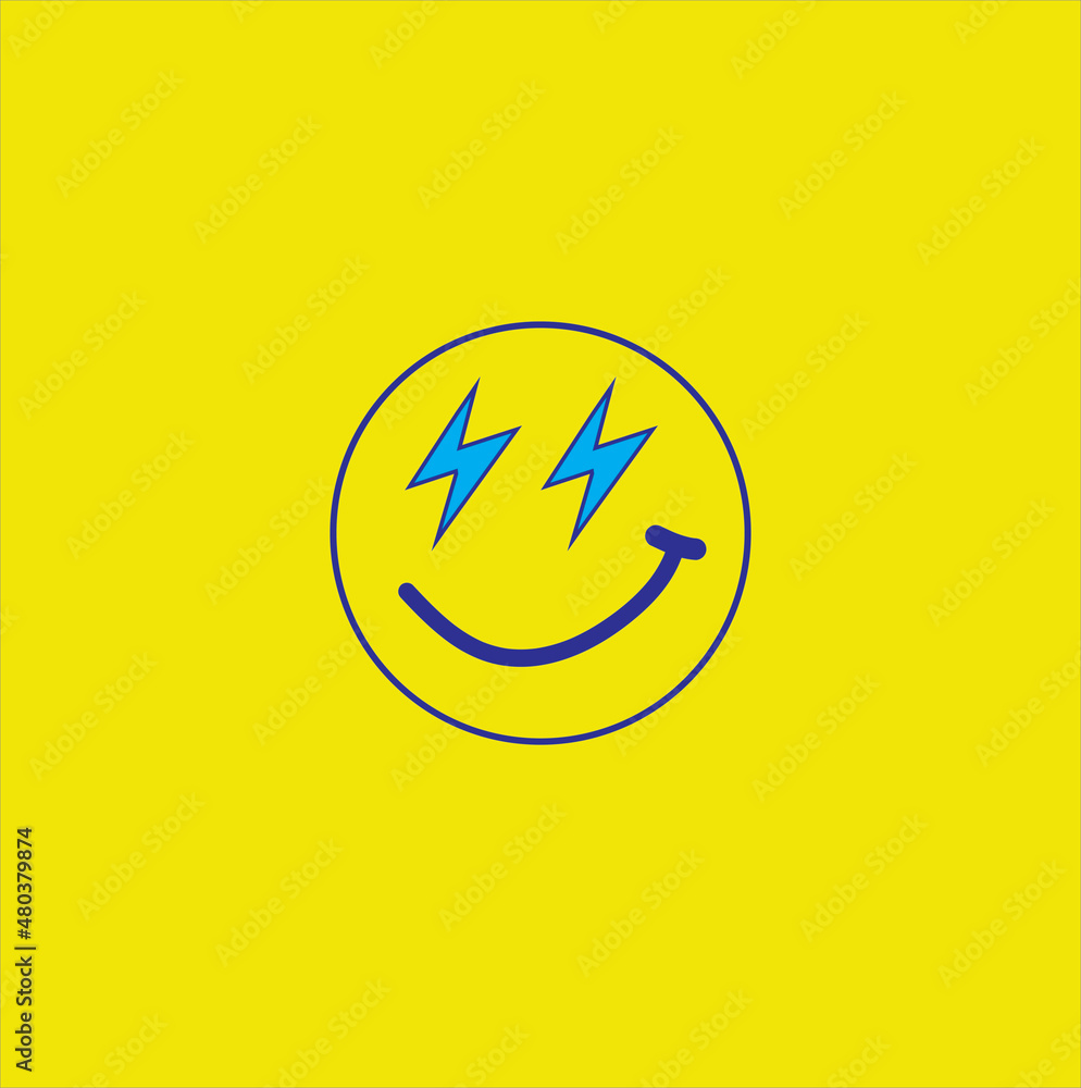 Thunder emoji background Vector illustration of a yellow lightning bolt ...