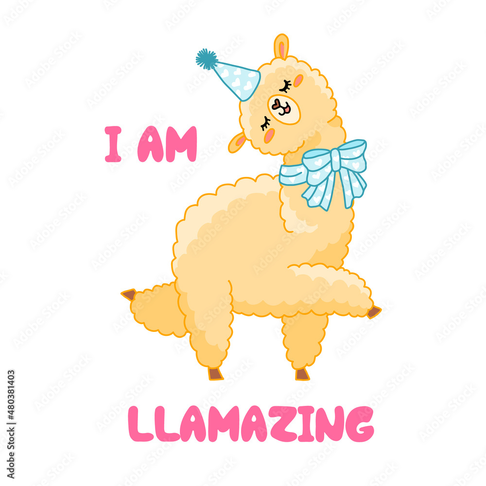 I am llamazing positive phrase vector illustration with llama. Cartoon ...