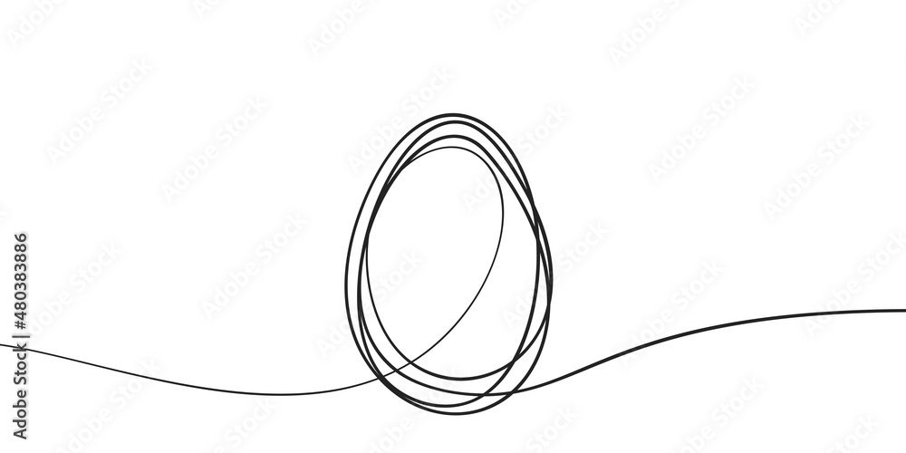Poster Egg line art, Continuous one line drawing of single egg shape ...