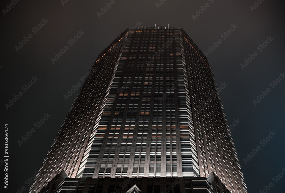 Lights in the tower of the building celebrating an event Stock Photo ...