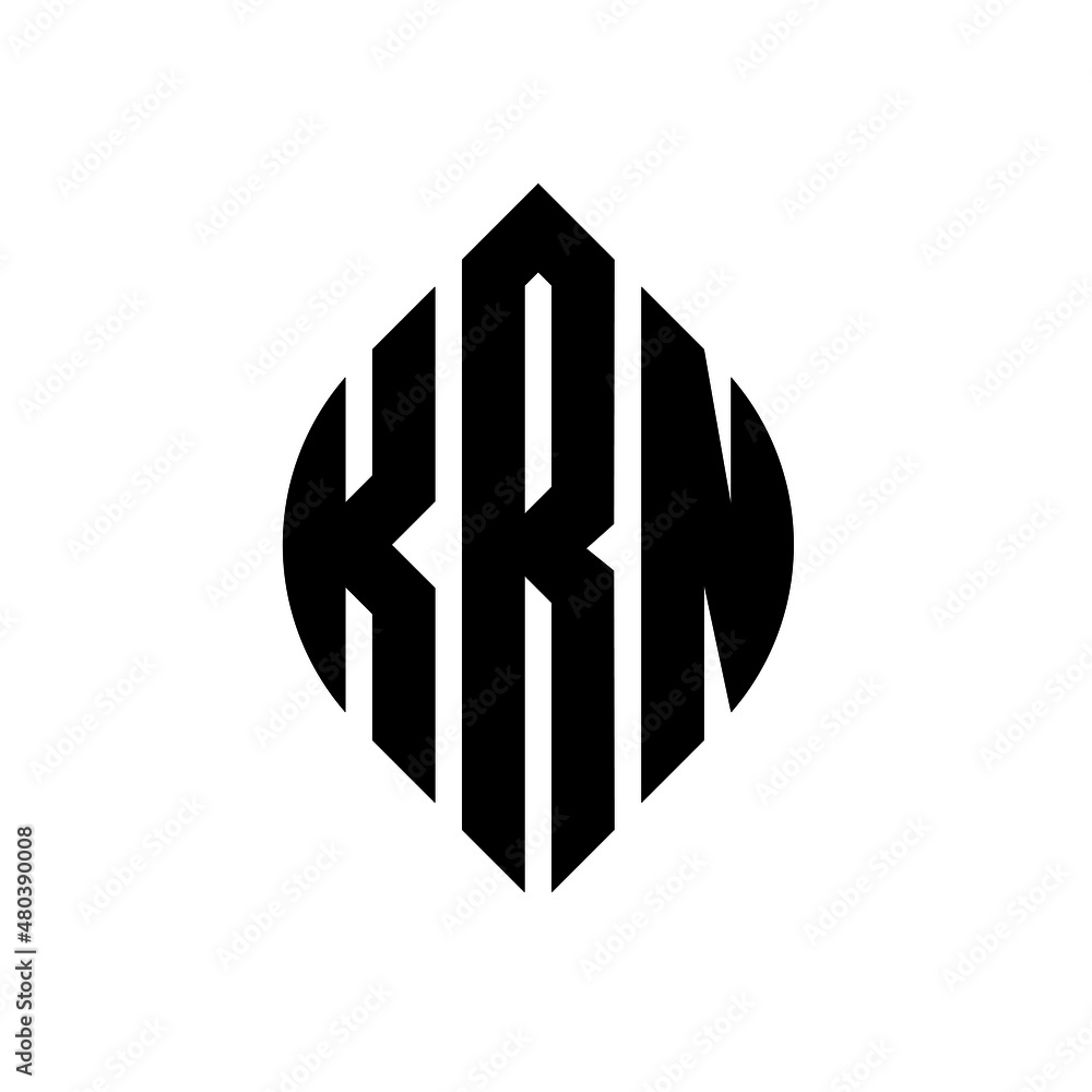KRN circle letter logo design with circle and ellipse shape. KRN ellipse letters with ...