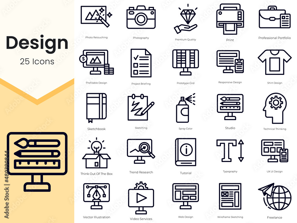 Simple Outline Set of Design Icons. Thin Line Collection contains such ...